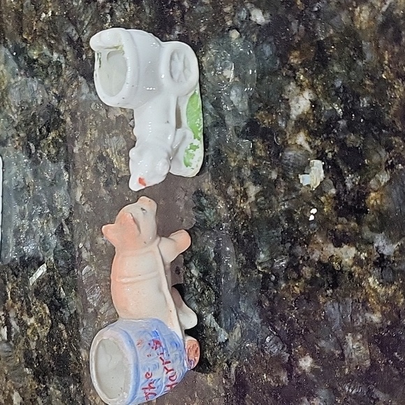 Art | Vintage Set Of 2 Figurine Miniature Pig Pulling Cart Japan | Poshmark